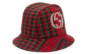 Gucci Houndstooth Wool Bucket Hat With Interlocking G