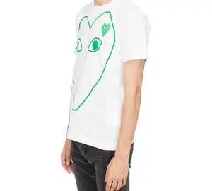 Play Comme Des Garcon Heart Ourlined Shape Short Sleeve Tee Green
