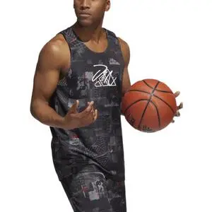 Adidas Geometry Pattern Logo Printing Straight Sports Black Vest