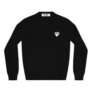 Play Comme Des Garcon V-neck Pullover - Black