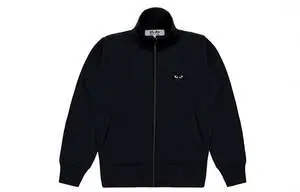 Play Comme Des Garcon Zip Sweatshirt With Big Heart Detail - Black