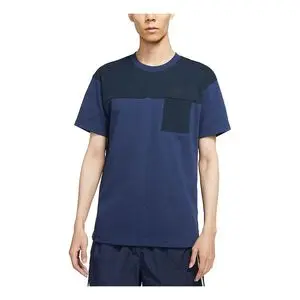 Nike Athleisure Casual Sports Breathable Splicing Short Sleeve Navy Blue T-shirt - Multi-color