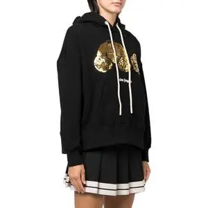 Palm Angels Gold Sequins Bear Hoodie - Black/gold