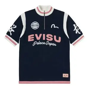 PALACE X Evisu Cycle Knit Polo Shirt - Navy