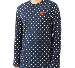 Play Comme Des Garcon Polka Dots Printing Long Sleeves Tee