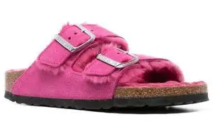 BIRKENSTOCK Arizona Shearling Suede Leather Sandals - Pink