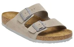 BIRKENSTOCK Arizona Suede Leather Sandals - Grey