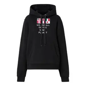 Burberry Cotton Hoodie With Graphic Print - Black