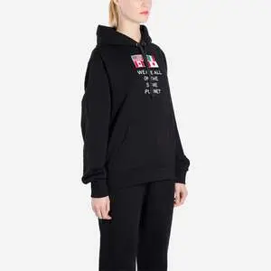 Burberry Cotton Hoodie With Graphic Print - Black