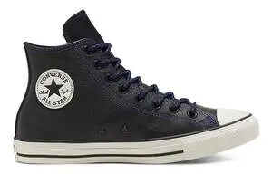 CONVERSE Chuck Taylor All Star High Tumbled Leather Sneakers - Black/blue