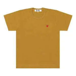 Play Comme Des Garcon Comme Des Garcons Play Coloured Small Emblem T-shirt 'olive' Tan