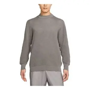 Nike Solid Color Round Neck Long Sleeves Knit Wool Sweater Wolf Grey - Default Color