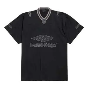Balenciaga 3b Football V-neck T-shirt Oversized - Black