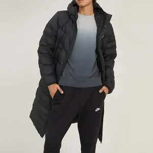 Nike Hooded Puffer Long Coat 'black