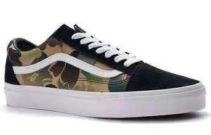 VANS Bape X Old Skool Cortex Limited Edition Camouflage Sneakers - Black