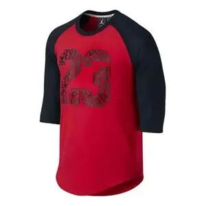 Nike Numeric Printing Colorblock Round Neck Pullover Short Sleeve Red T-shirt - Default Color