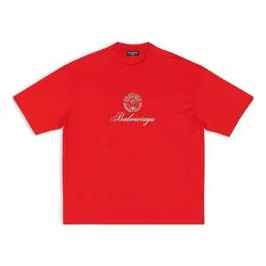 Balenciaga Qixi Crest T-shirt Medium Fit - Red