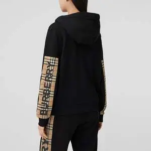 Burberry Classic Plaid Trim Full Zip Hoodie