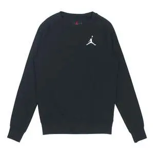 JORDAN Logo Embroidered Sports Round Neck Pullover Black