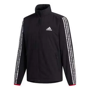Adidas Windbreaker Jacket With Sporty Stripes - Black