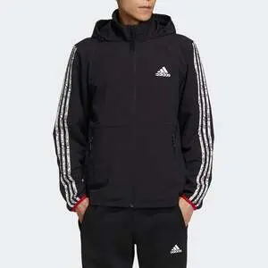 Adidas Windbreaker Jacket With Sporty Stripes
