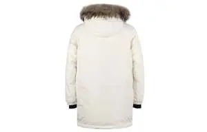 NEW BALANCE Down Parka Jacket With Fur Accents - White/brown