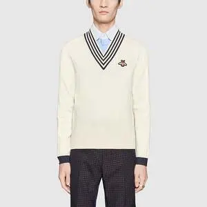Gucci V-neck Wool Knit With Bee Applique