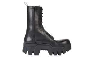 Balenciaga Bulldozer Lace-up Leather High Top Boots