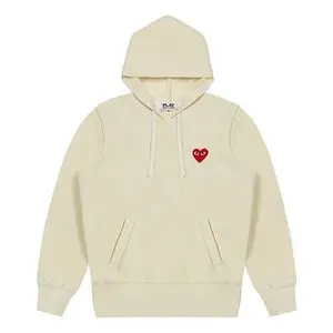Play Comme Des Garcon Hoodie With Embroidered Heart Logo - Red