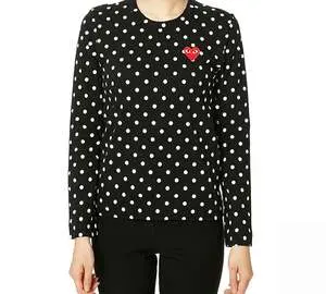 Play Comme Des Garcon Polka Dots Long Sleeve T-shirt - Black