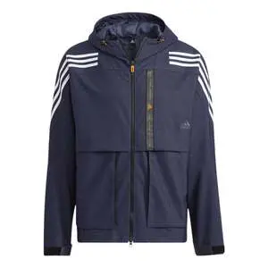 Adidas Hooded Sports Jacket With Striped Sleeves - Default Color