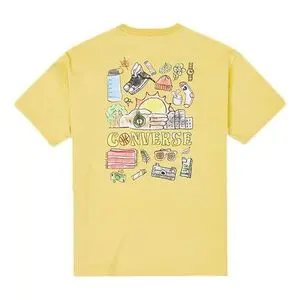 CONVERSE Back Graffiti Cartoon Printing Loose Casual Round Neck Short Sleeve T-shirt - Gold
