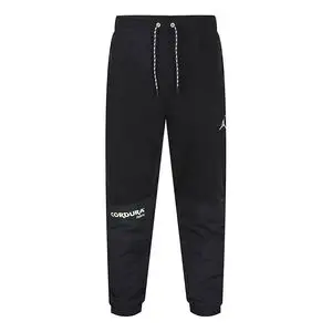 JORDAN Winter Utility Cordura Stay Warm Polar Fleece Splicing Casual Sports Running Long Pants - Black