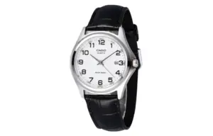 Casio Analog Quartz Watch With Leather Strap