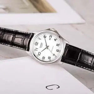 Casio Analog Quartz Watch With Leather Strap