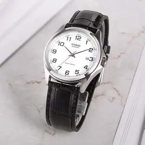 Casio Analog Quartz Watch With Leather Strap