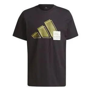 Adidas 3bar Logo Tee Logo Printing Sports Round Neck Short Sleeve - Black