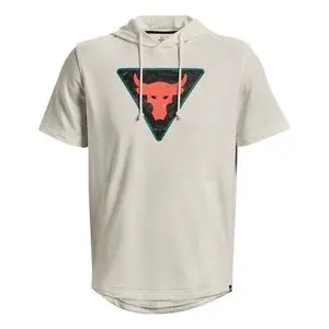 Under Armour Project Rock Terry Short Sleeve Hoodie 'cream White - Beige/orange