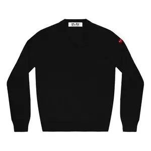 Play Comme Des Garcon Long Sleeve V-neck T-shirt With Emblem