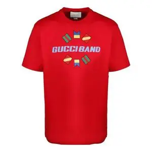 Gucci Gucci Band Embroidered Large Logo Short Sleeve Red Red