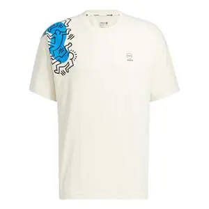 Adidas X Keith Haring Crossover Ss22 Cartoon Pattern Printing Round Neck Short Sleeve White - Multi-color