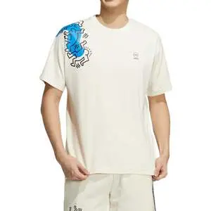 Adidas X Keith Haring Crossover Ss22 Cartoon Pattern Printing Round Neck Short Sleeve White