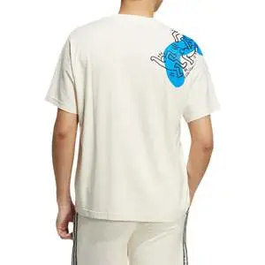Adidas X Keith Haring Crossover Ss22 Cartoon Pattern Printing Round Neck Short Sleeve White