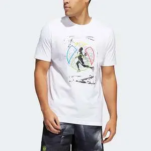 Adidas Casual Breathable Printing Round Neck Short Sleeve White