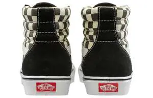 VANS Sk8-hi Lite White Checkerboard High Top Sneakers - Black