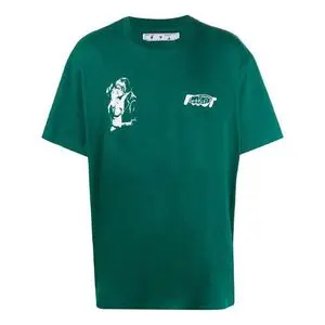 Off-White Kiss 21 Logo Loose Fit Short Sleeve T-shirt - Green