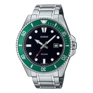 Casio Analog Stainless Steel Diver Watch - Silver/verdent Green