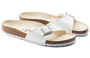 BIRKENSTOCK Madrid Birko-flor Narrow Fit Single Strap Slide Sandals - White