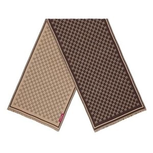 Gucci 25 Gg Wool Jacquard Scarf 'brown Beige