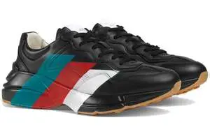 Gucci Rhyton 'web Print' Sneakers - Black